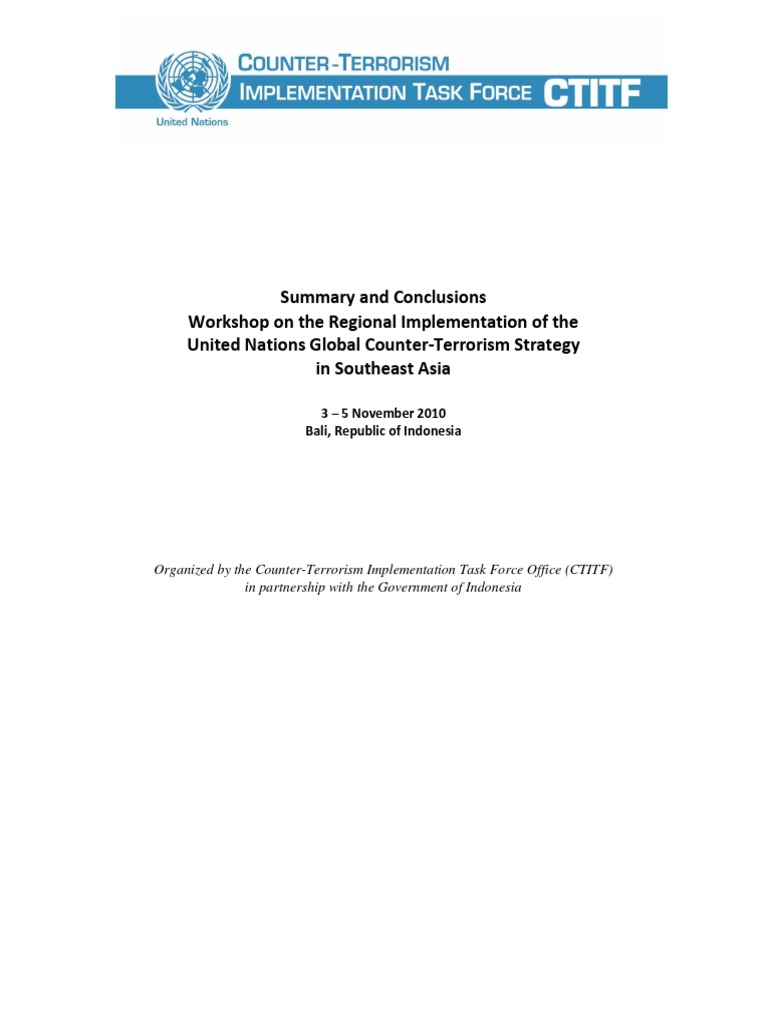 Summary and Conclusions Workshop On The Regional Implementation of The ...