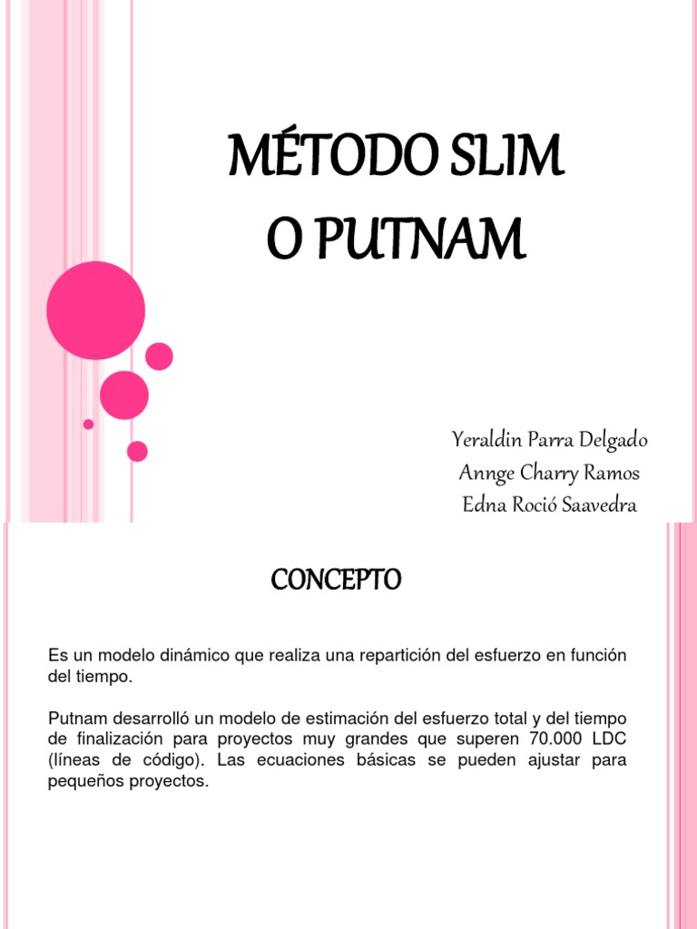 Método SLIM y Modelo Putnam en Proyectos | PDF | Ingeniería de software ...