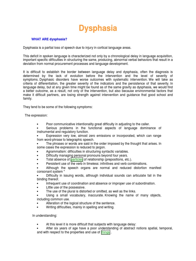 WHAT ARE Dysphasia? | PDF | Aphasia | Cognition