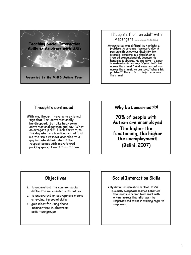 Teaching Social Interaction Skills To Students With ASD 2 HANDOUTS ...