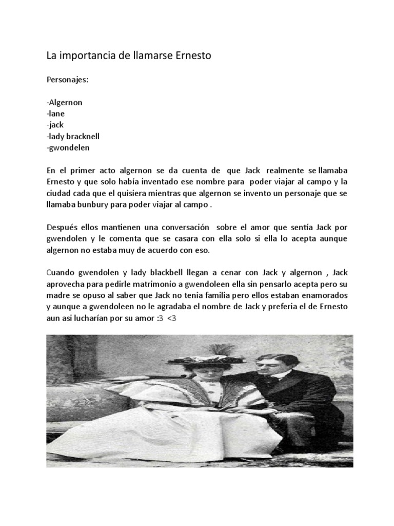 La Importancia de Llamarse Ernesto | Amor | Ocio