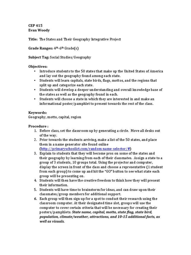 States Geography Project for Kids | PDF