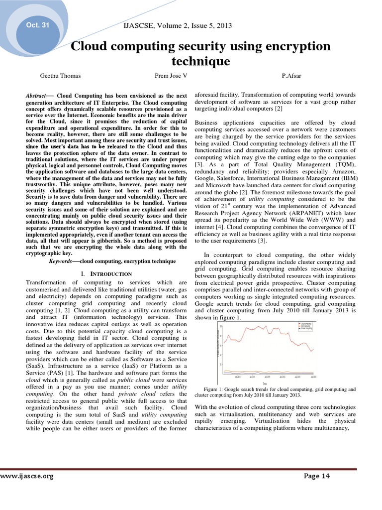 Cloud Computing Security Using Encryption Pdf Cloud Computing Computer Security