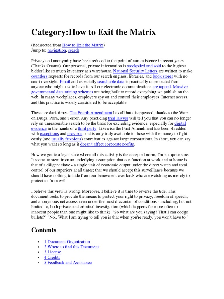 How To Exit The Matrix | PDF | Anonymity | Surveillance