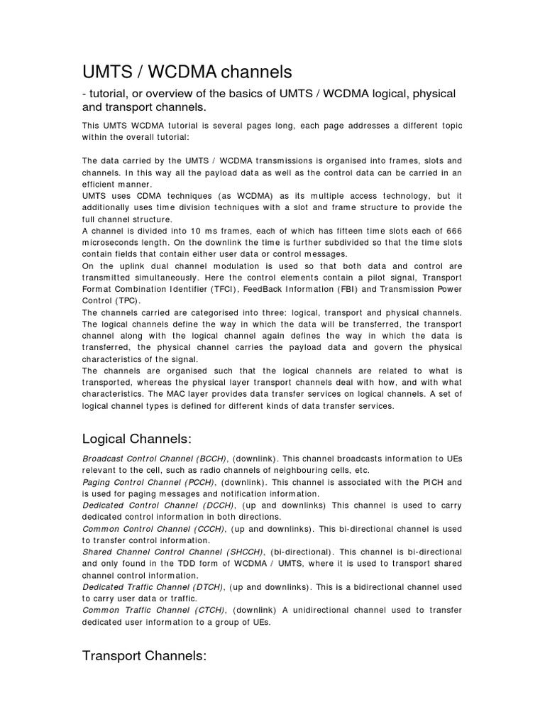 UMTS Channel PDF | PDF | Telecommunications | Computing