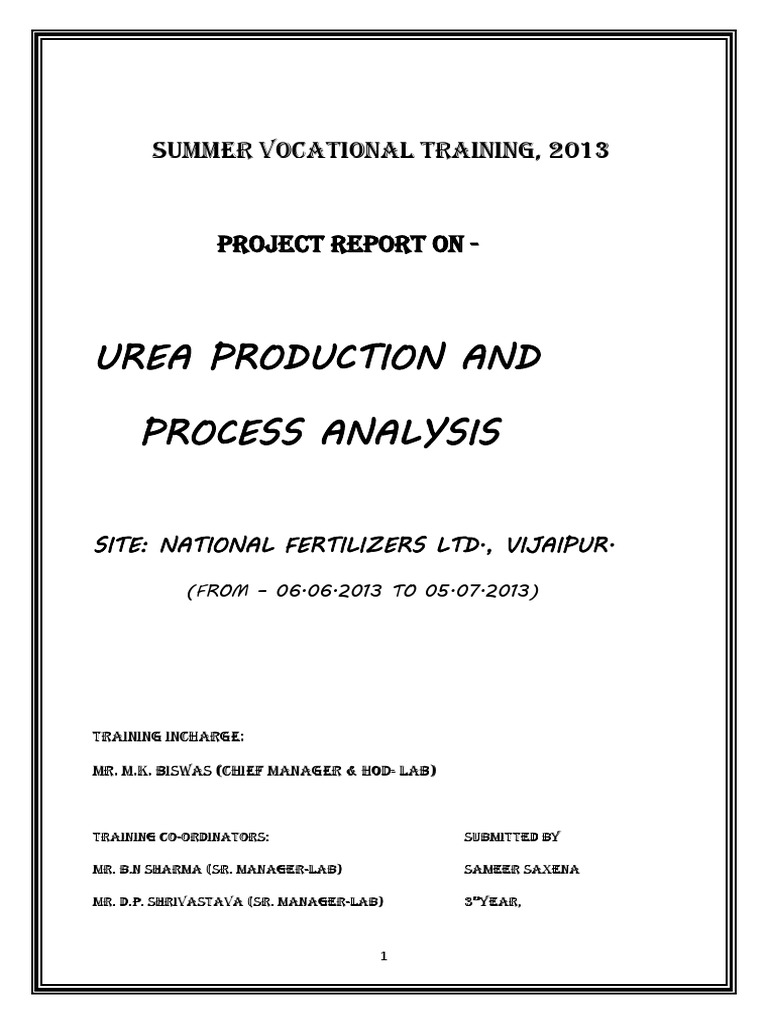 Report On Urea Production and Process Analysis | PDF | Properties Of ...