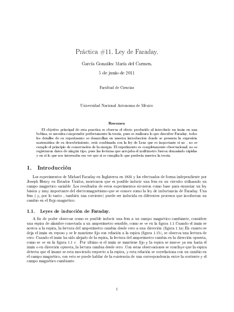 Práctica # 11.ley - de - Faraday | PDF | Inductor | Corriente eléctrica