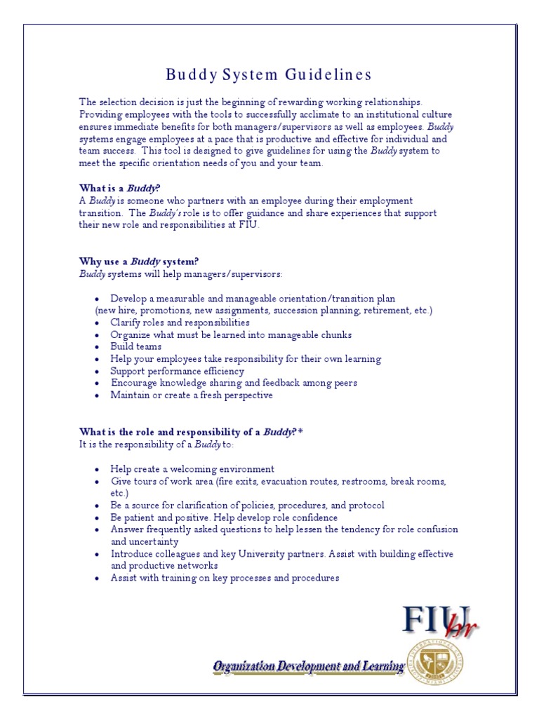 Buddy System Guidelines PDF | PDF | Competence (Human Resources) | Employment