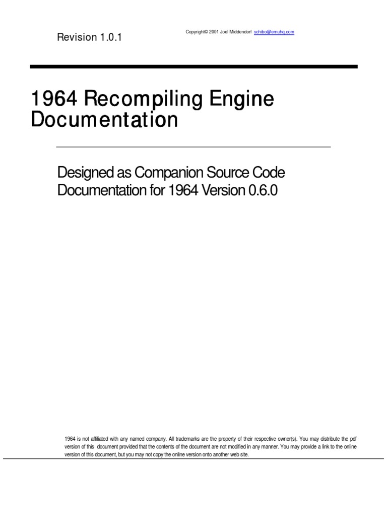 1964 Recompiling Engine Documentation Documentation | Download Free PDF ...