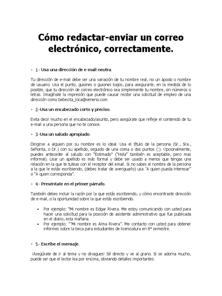 Cómo Escribir Un E-Mail Formalmente | PDF | Correo electrónico | Blog