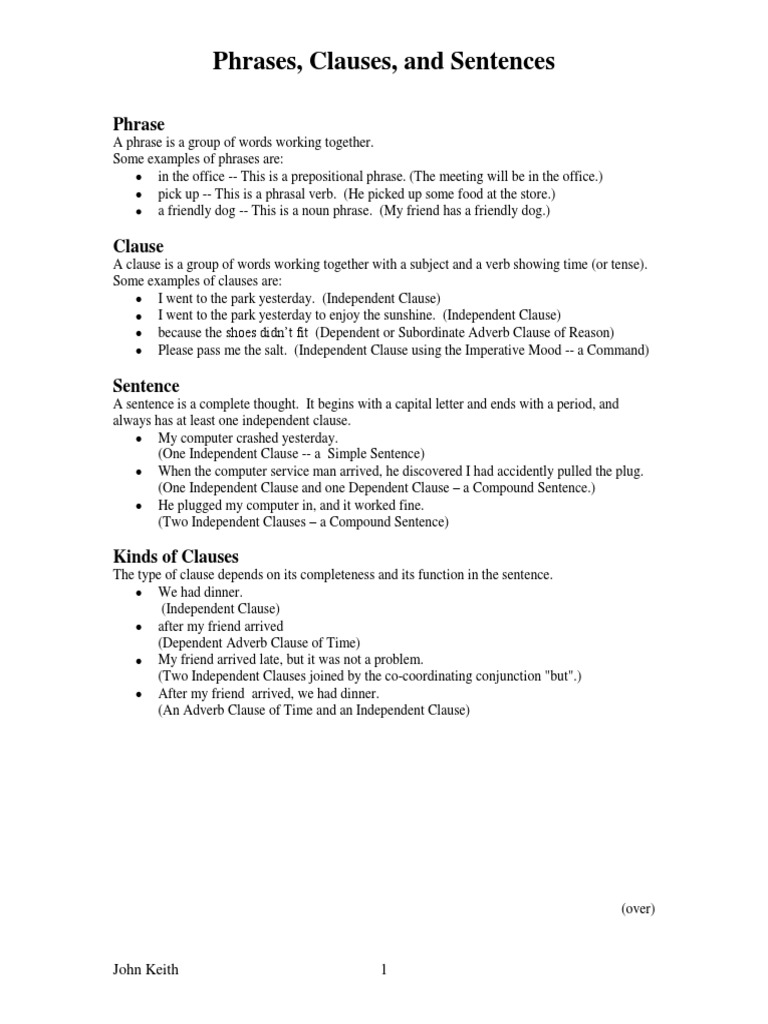 Phrases, Clauses, and Sentences: Phrase | PDF | Phrase | Clause