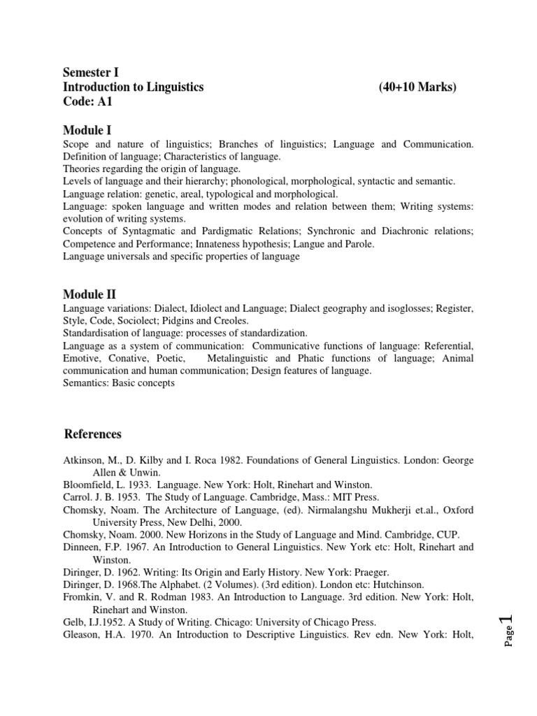 A1 Introduction To Linguistics | PDF | Interpersonal Communication ...