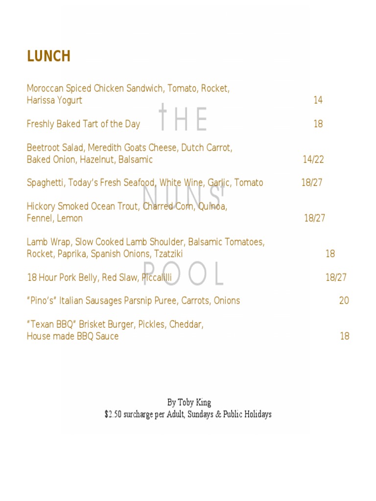Delicious Lunch Menu Options | PDF