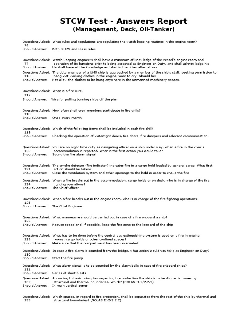 STCW Test Questions and Answers Guide | PDF | Technology & Engineering