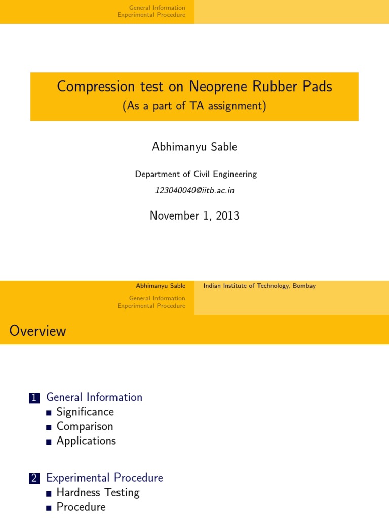 Compression Test On Neoprene Pads | PDF | Hardness | Bearing (Mechanical)
