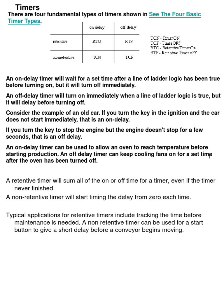 See The Four Basic Timer Types | PDF | Timer | Electrical Engineering