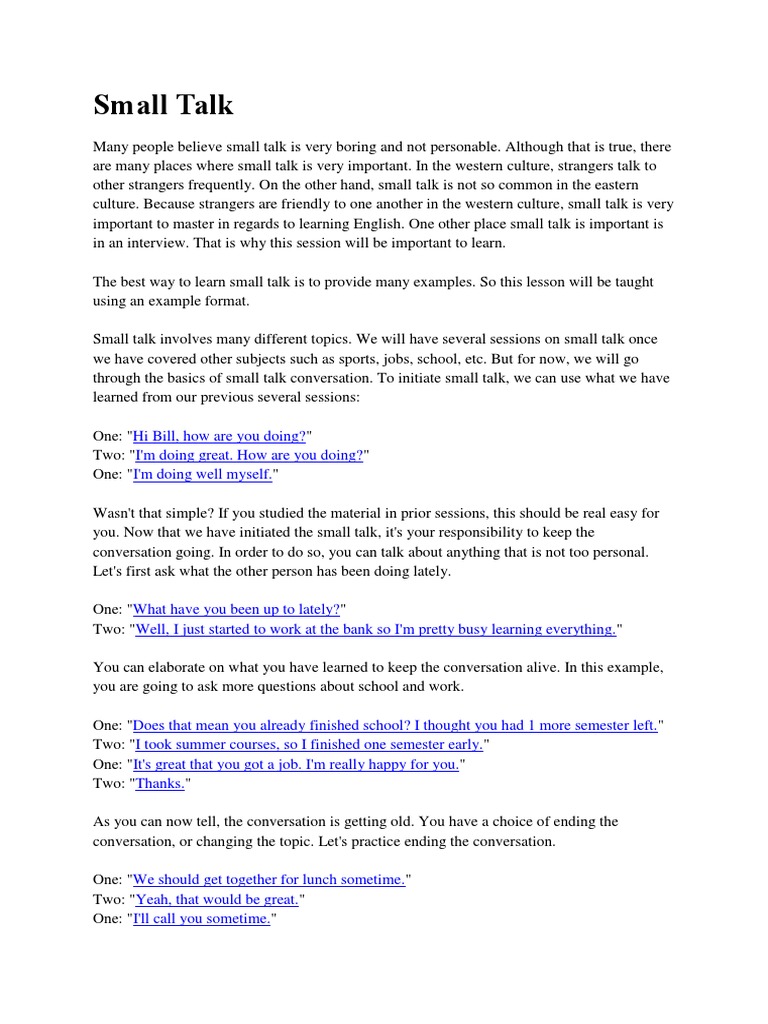 Mastering Small Talk for English Learners | PDF | Romantic Comedy Film ...