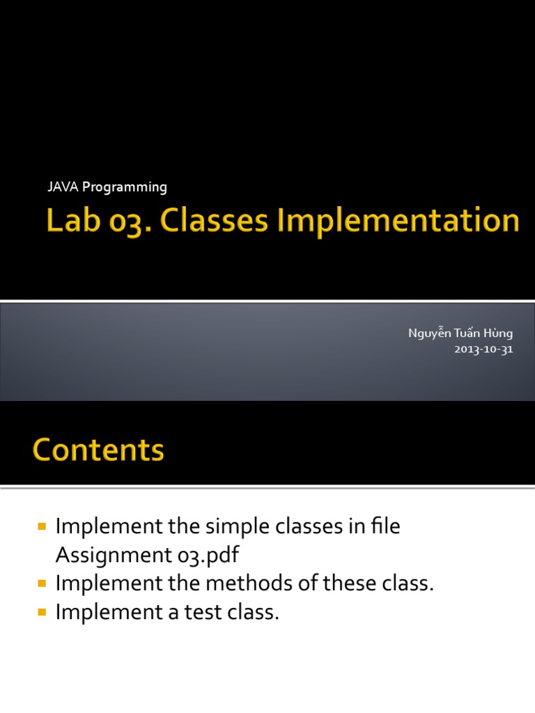 JAVA Programming: Nguyễn Tuấn Hùng 2013-­‐10-­‐31 | Download Free PDF ...