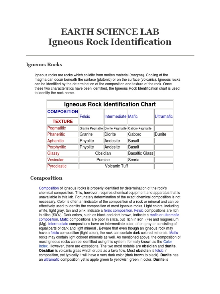 Earth Science Lab | PDF | Igneous Rock | Rock (Geology)