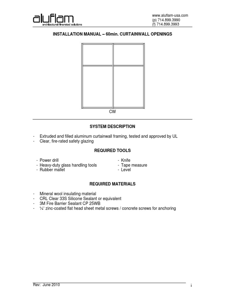 Installation Manual - CurtainWall Openings | PDF | Silicone | Economic ...