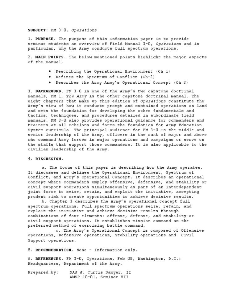 FM 3-0 Info Paper | PDF | Army | International Security