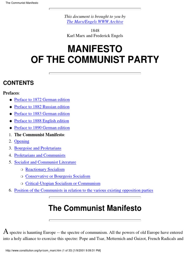 The Communist Manifesto PDF | PDF | Communism | Bourgeoisie