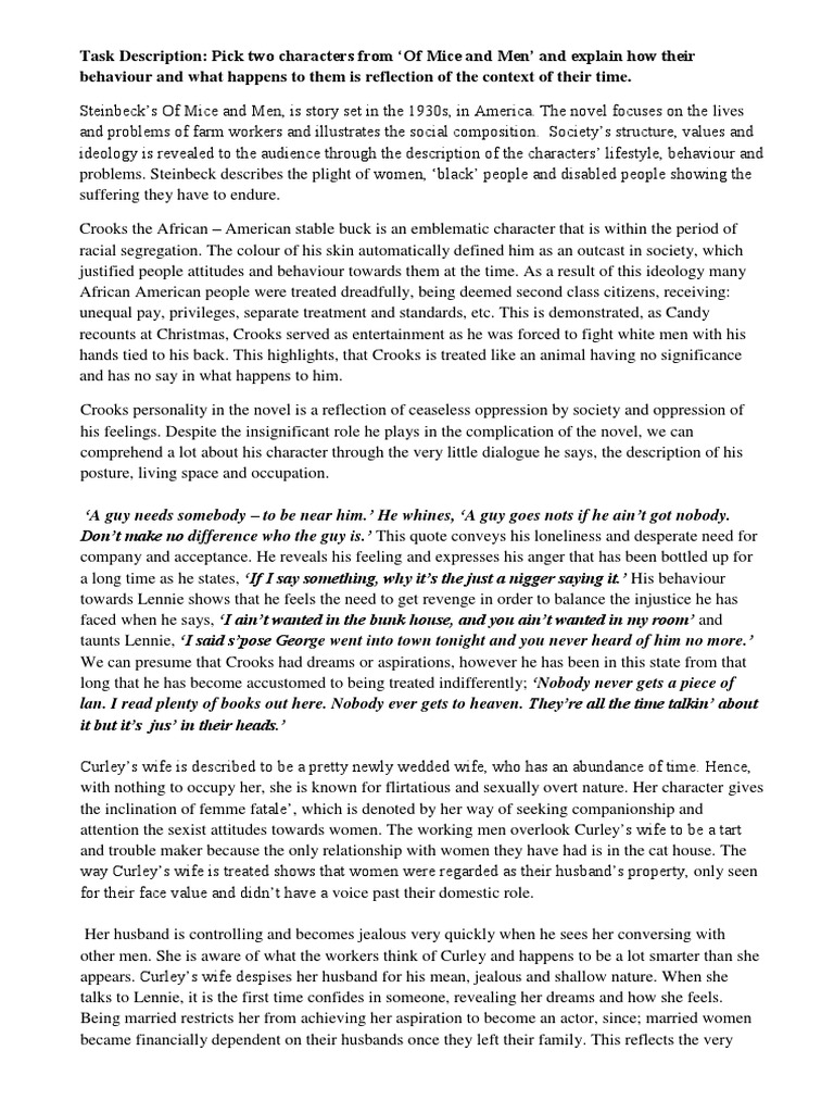 Steinbeck - "Of Mice and Men"docx | Download Free PDF | Society | Racism