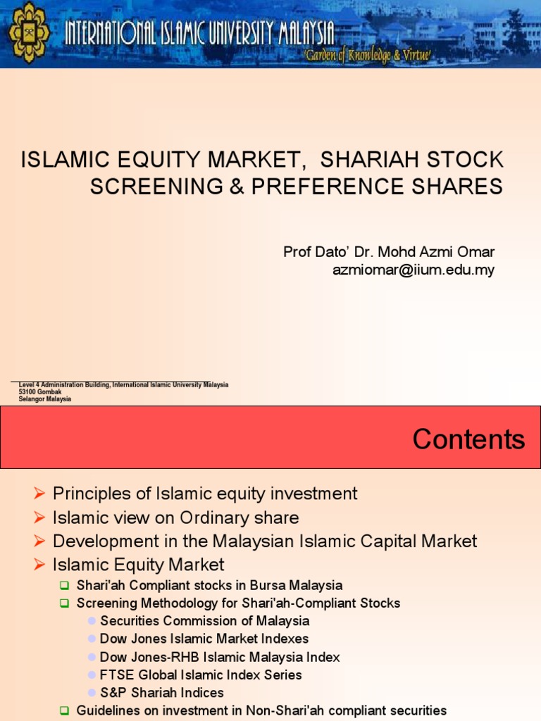 Islamic Equity Market PDF | PDF | Preferred Stock | Stock Market Index
