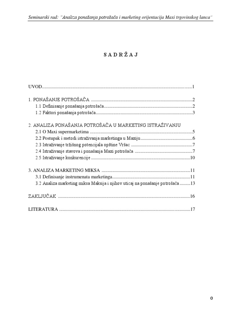 Seminarski Rad Primer PDF | PDF