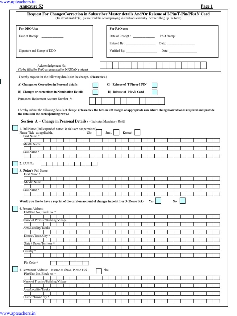 s2 - Subscriber Detail Change Request Form PDF | PDF | Personal Identification Number | Computing