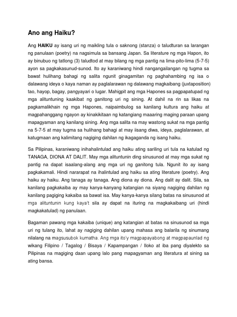 Ano Ang Haiku