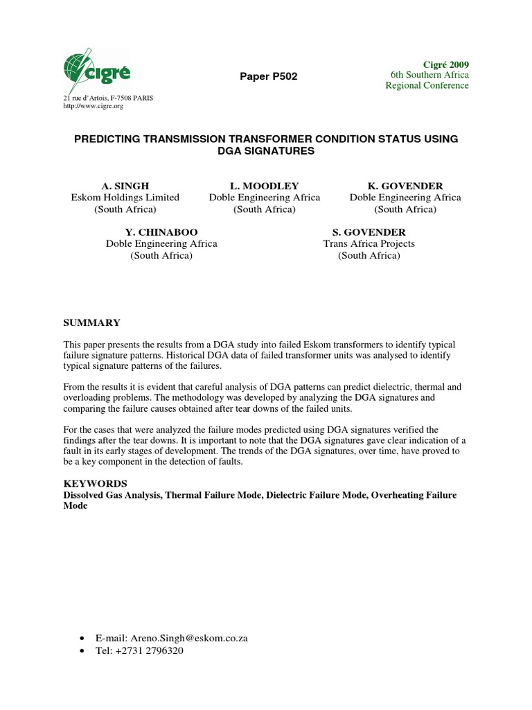 Predicting Transfmission Trasnformer Condition Status Using DGA ...