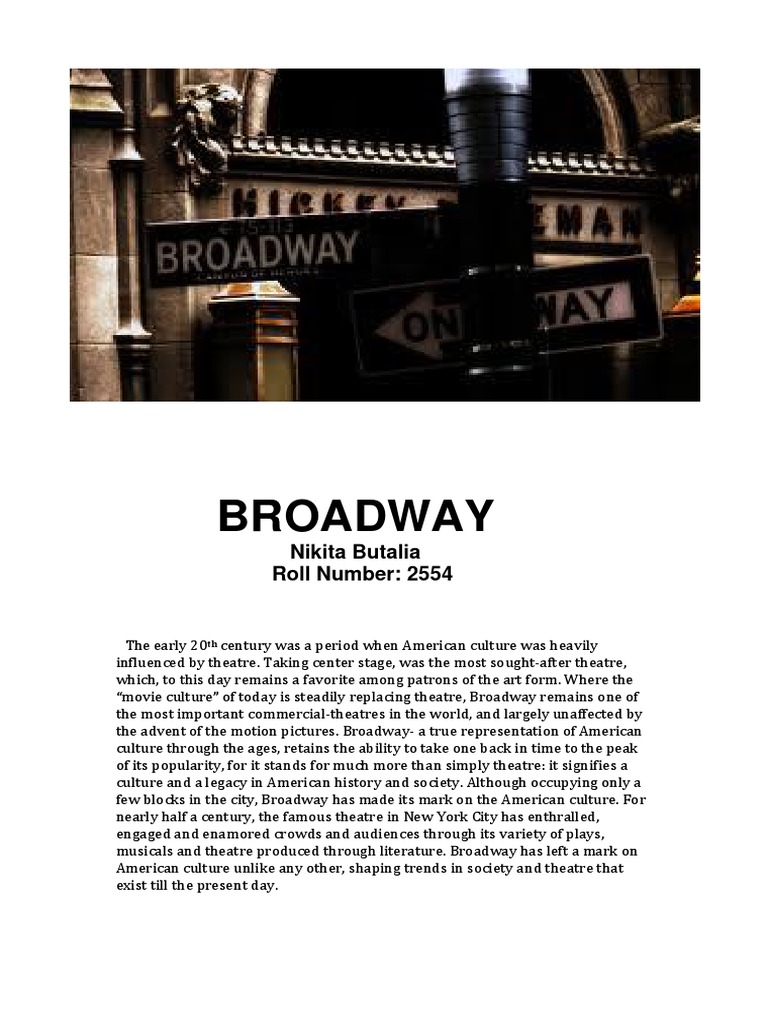 Broadway's Evolution in the 20th Century | PDF | Broadway Theatre | Theatre