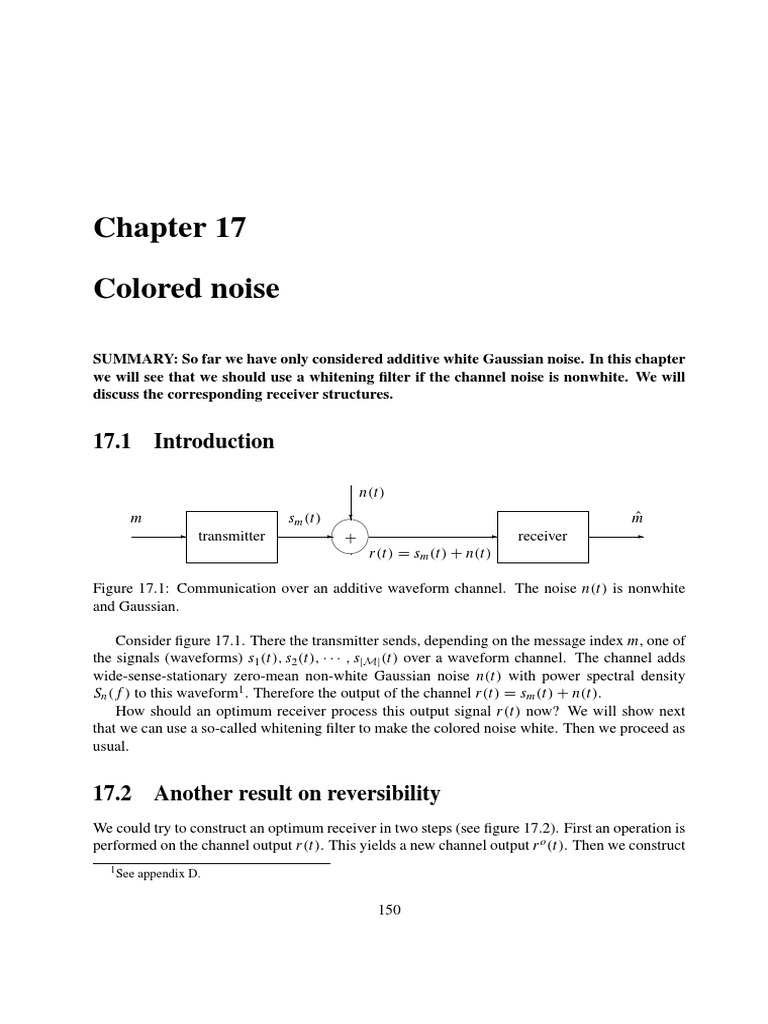 Optimum Receiver for Colored Noise | PDF | Spectral Density ...