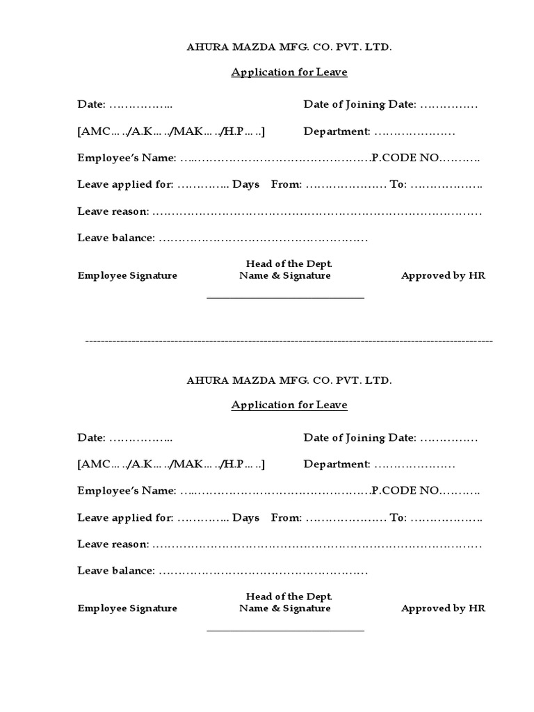 Leave Application Form for Employees | PDF