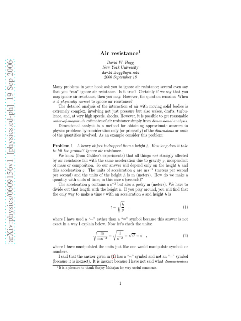Understanding Air Resistance in Physics | PDF