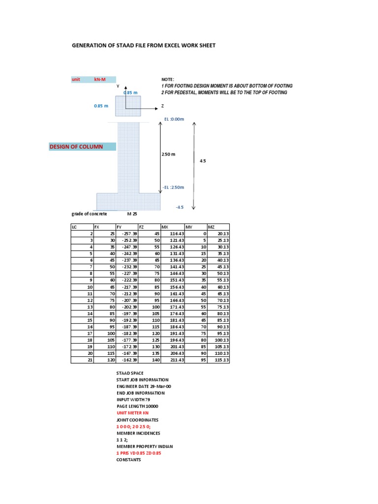 Column Design - Excel - To Staad PDF | PDF