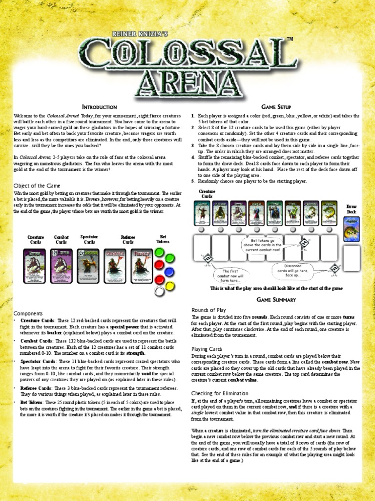 Colossal Arena Rules | PDF | Tournament | Playing Cards