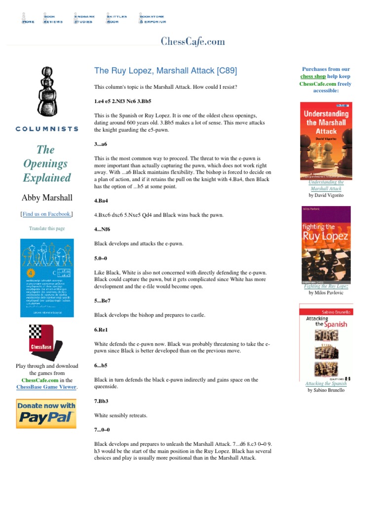 The Ruy Lopez, Marshall Attack - C89 - Abby21 PDF | PDF | Chess Openings | Competitive Games