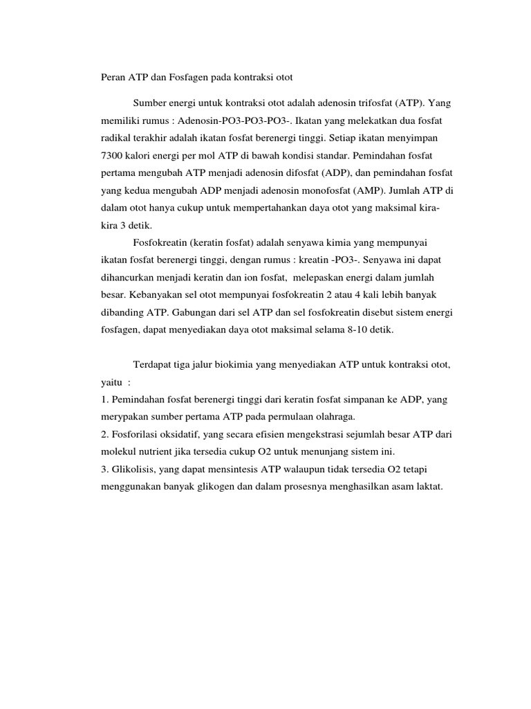 Energi ATP dan Fosfagen Otot | PDF