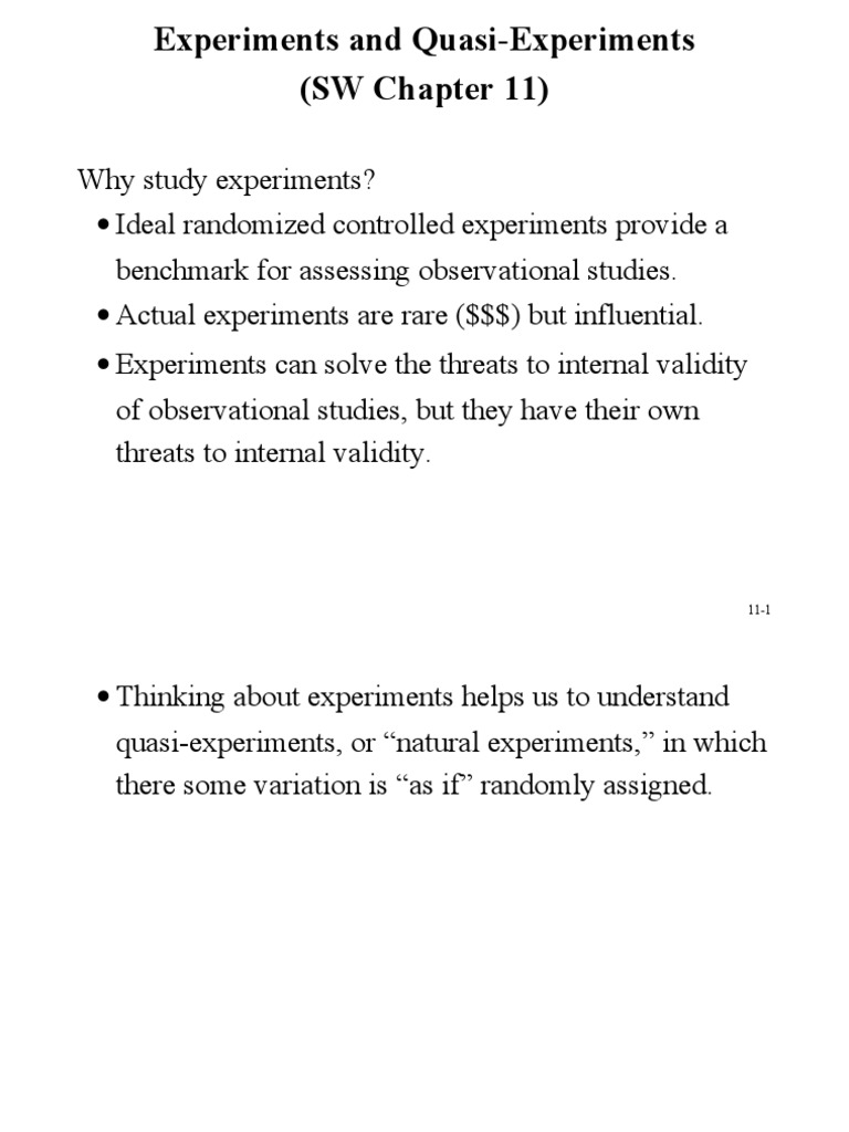 Introduction To Econometrics - Stock & Watson - CH 11 Slides | PDF | Experiment | Scientific Control