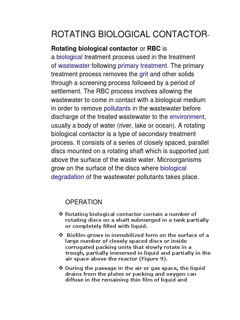 Rotating Biological Contactor | PDF | Environmental Science | Chemistry