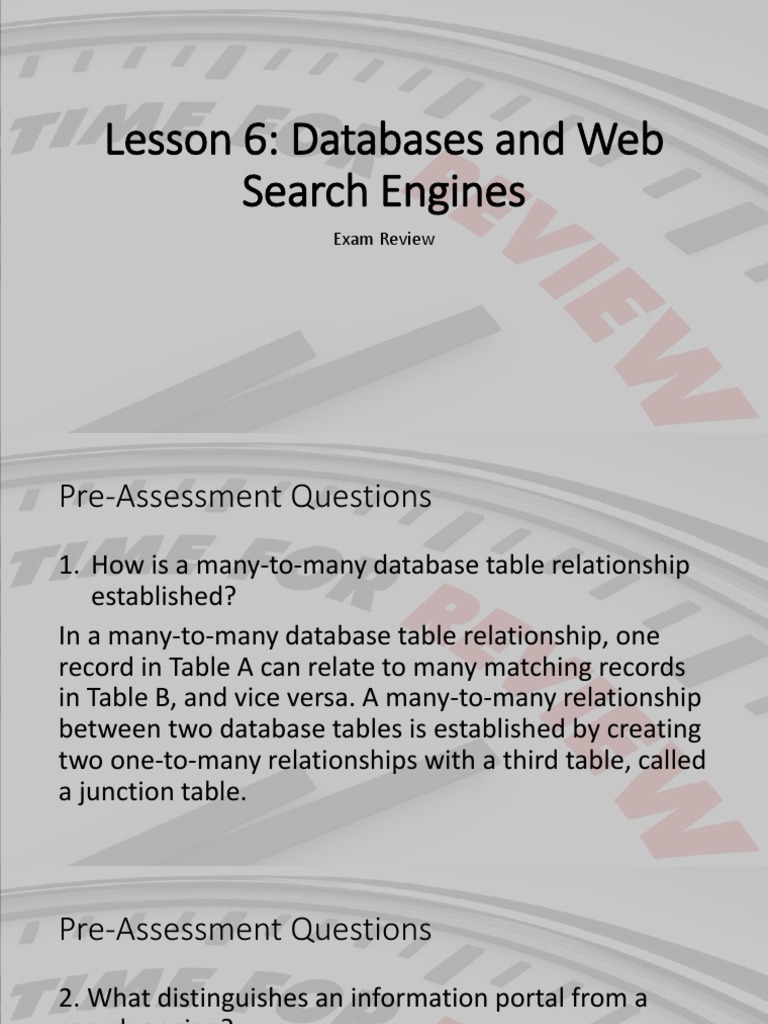 Databases & Web Search Engines Review | PDF | Computers