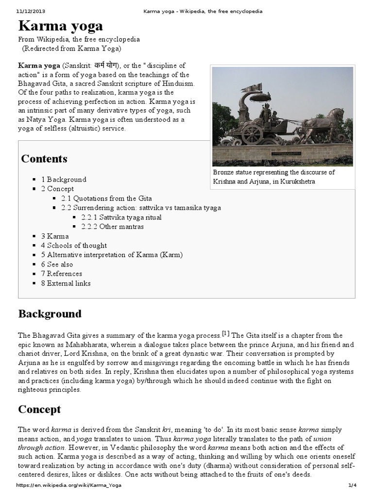 Karma Yoga - Wikipedia, The Free Encyclopedia PDF | PDF | Spirituality ...