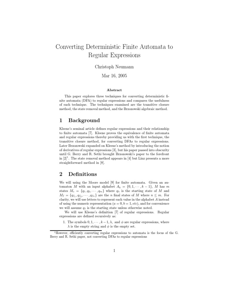 Conversion DFA To Regular Expression | PDF | Regular Expression ...