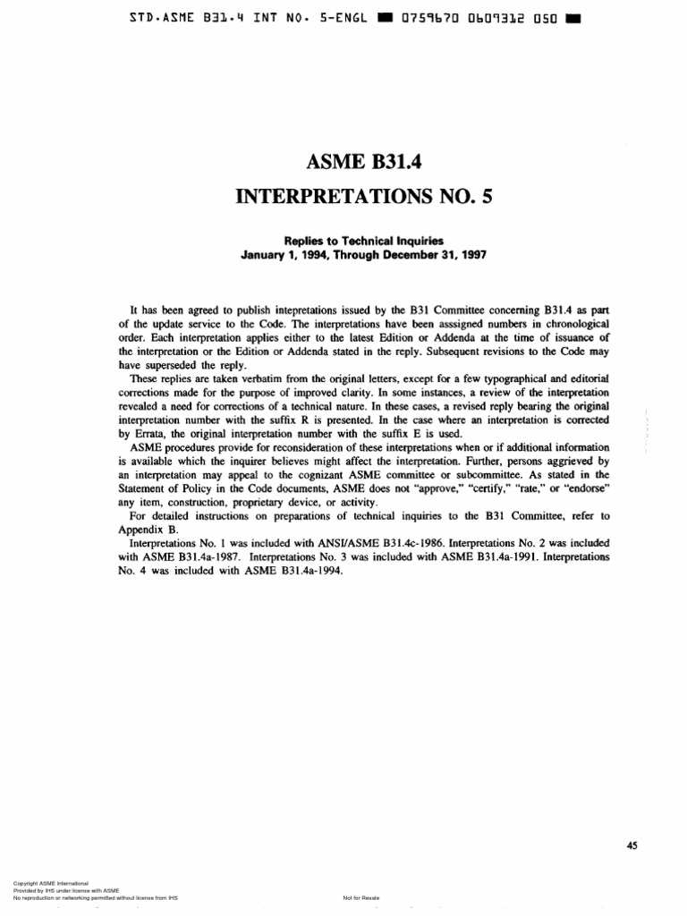 Asme - B31.4 Interpretaciones | PDF | Pipe (Fluid Conveyance) | Mechanical Engineering