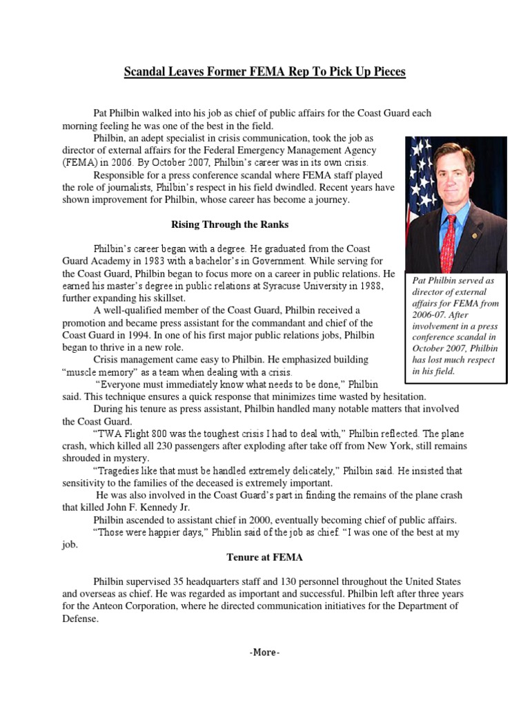 Scandal Leaves Former FEMA Rep To Pick Up Pieces: Rising Through The ...