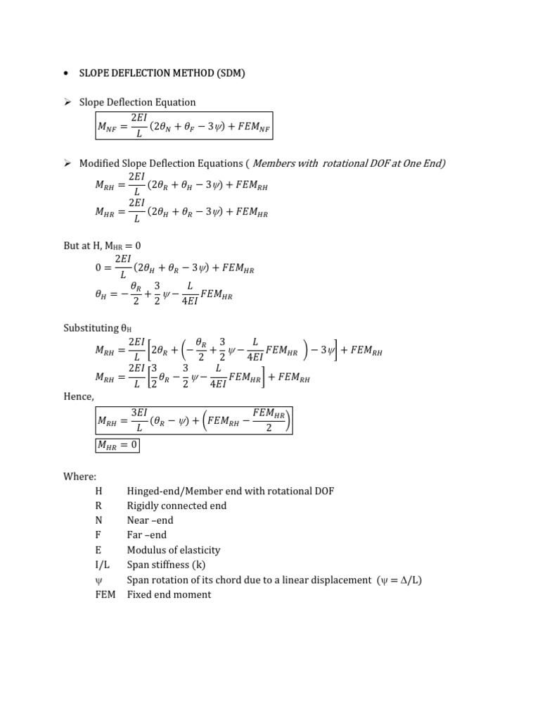 Slope Deflection Method - Draft PDF | PDF | Stiffness | Mathematical ...