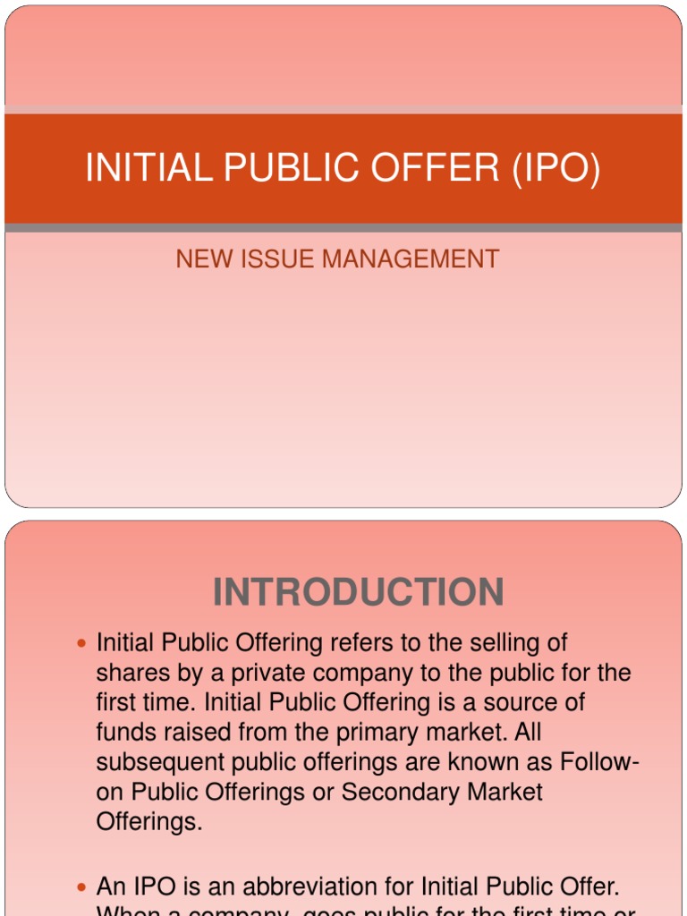 PPT ON IPO.ppt | Initial Public Offering | Underwriting