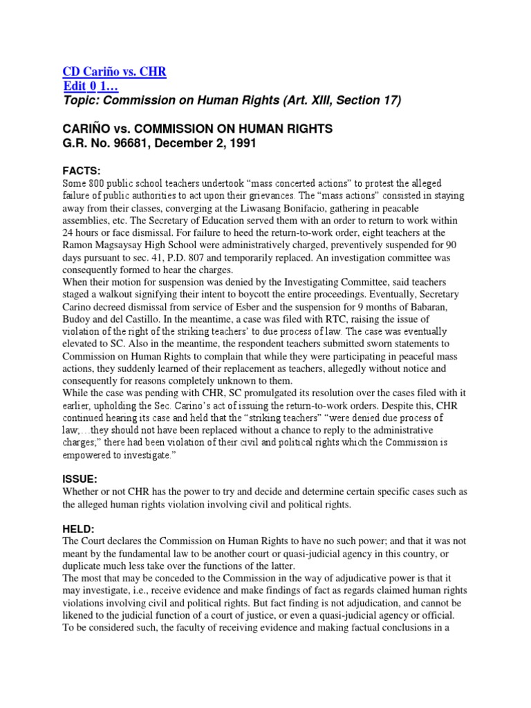 Human Rights Case Digest | PDF | Writ Of Prohibition | Injunction
